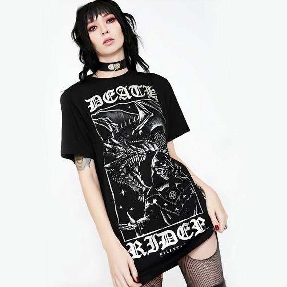 Killstar | Tops | Killstar Death Rider Relaxed Top Black Unisex Extra ...